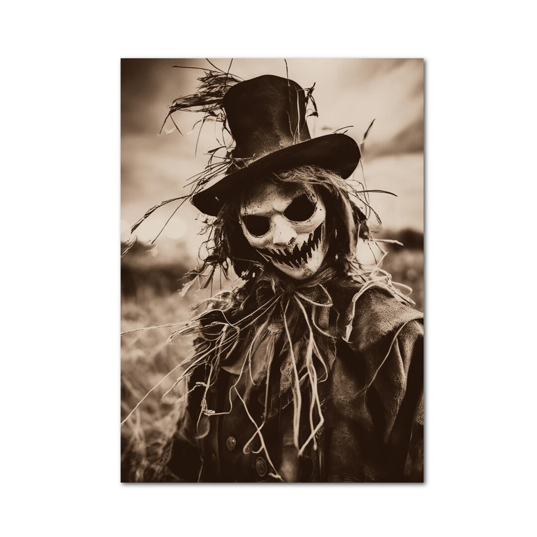 Creepy Scarecrow Printable Horror Wall Art Print Halloween Scary ...