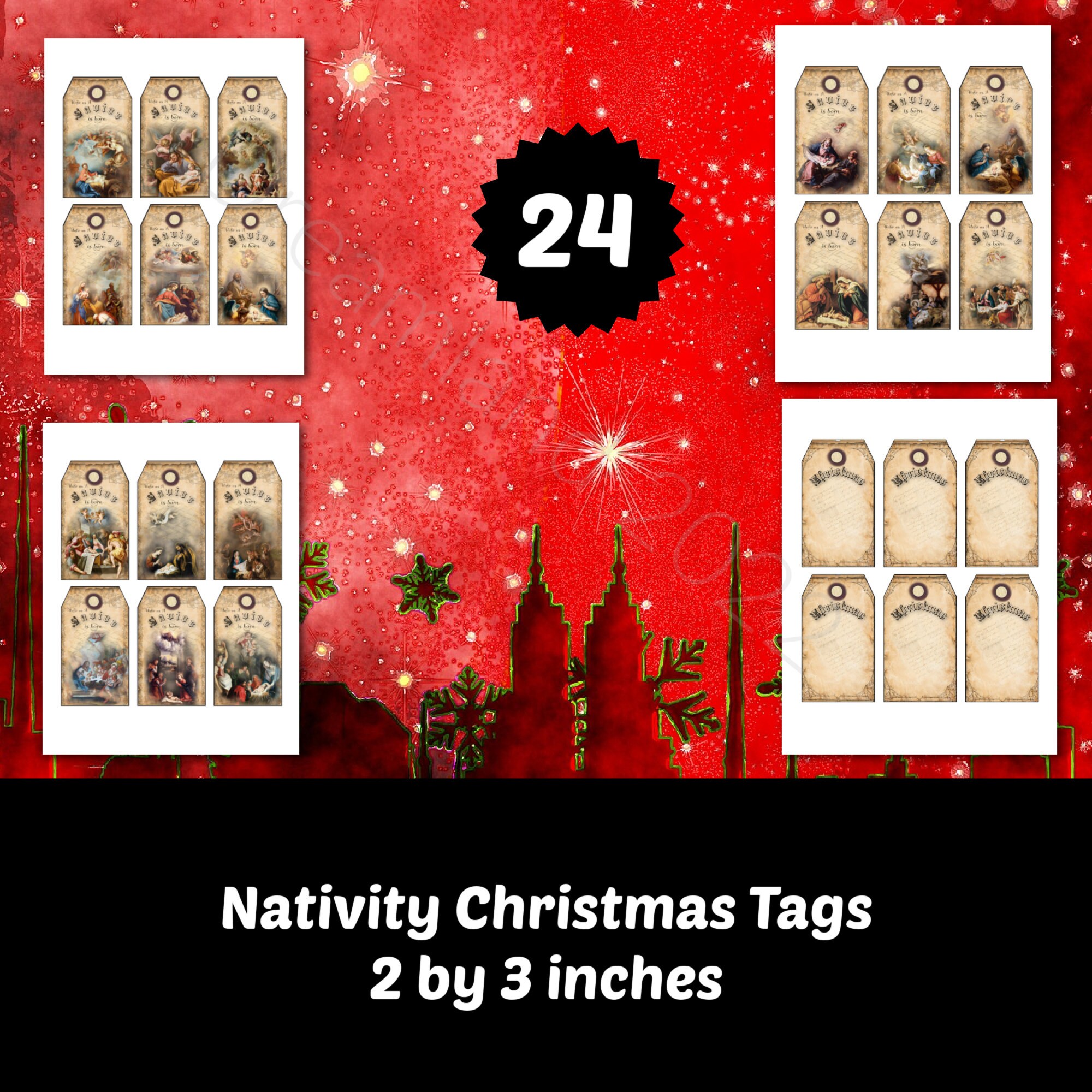 Nativity Christmas Tags Printable Gift Tags Holiday Religious - Etsy