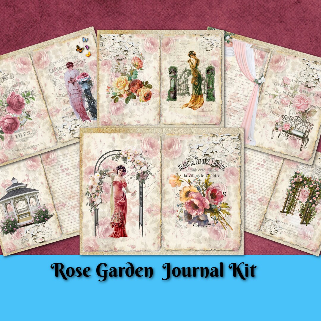 Rose Garden Printable Pages Junk Journal Supplies Spring Flower Kit ...