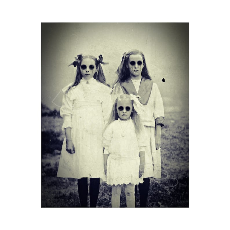 Children Creepy Photo Victorian Black Eyed Girls Ghost Family - Etsy
