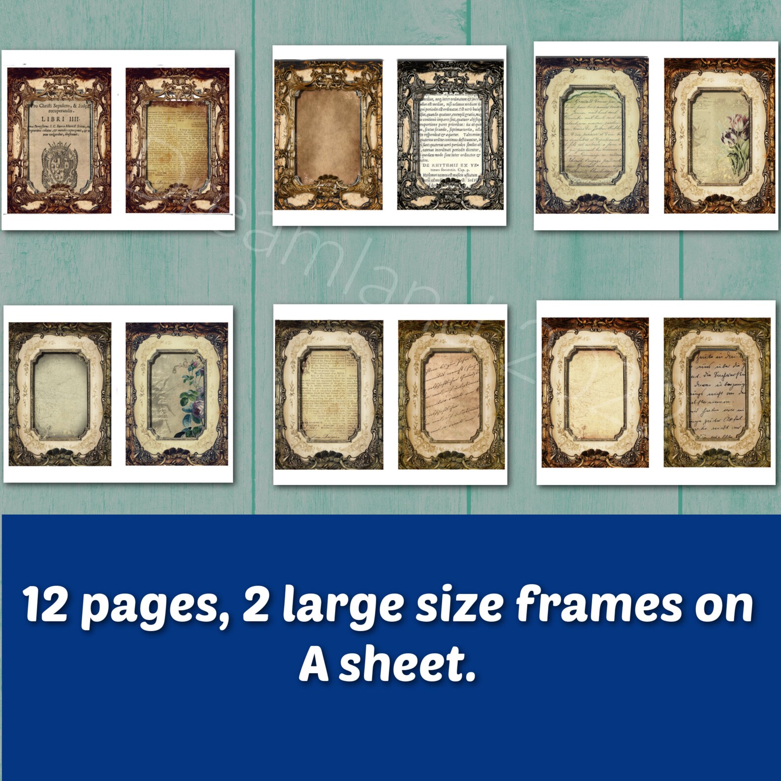 Frames Junk Journal Supply Printable Kit Antique Gothic Dark Fuzzy Cut ...