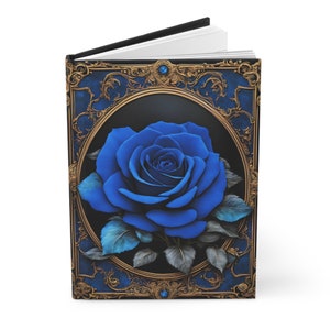 Blue Rose Journal Personalized Custom Hardcover Gothic Faux Velvet ...