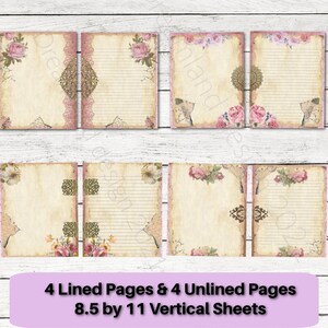 Printable Journal Pages Lined Blank Vintage Collage Junk Journal Shabby ...