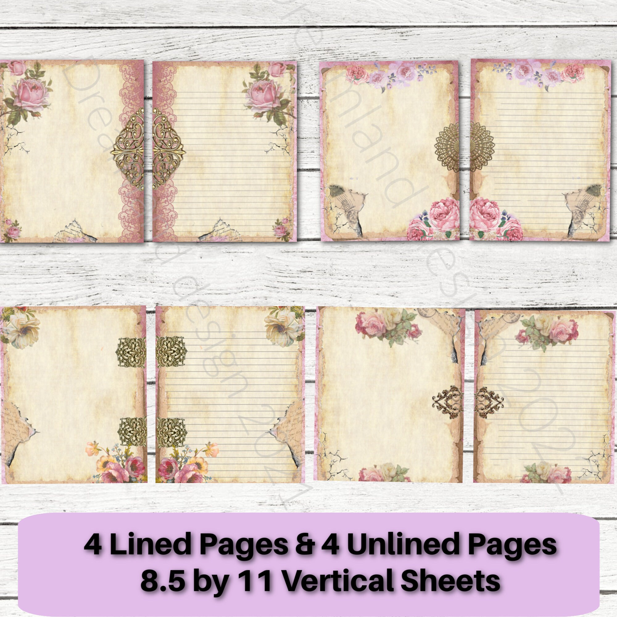 Printable Journal Pages Lined Blank Vintage Collage Junk - Etsy