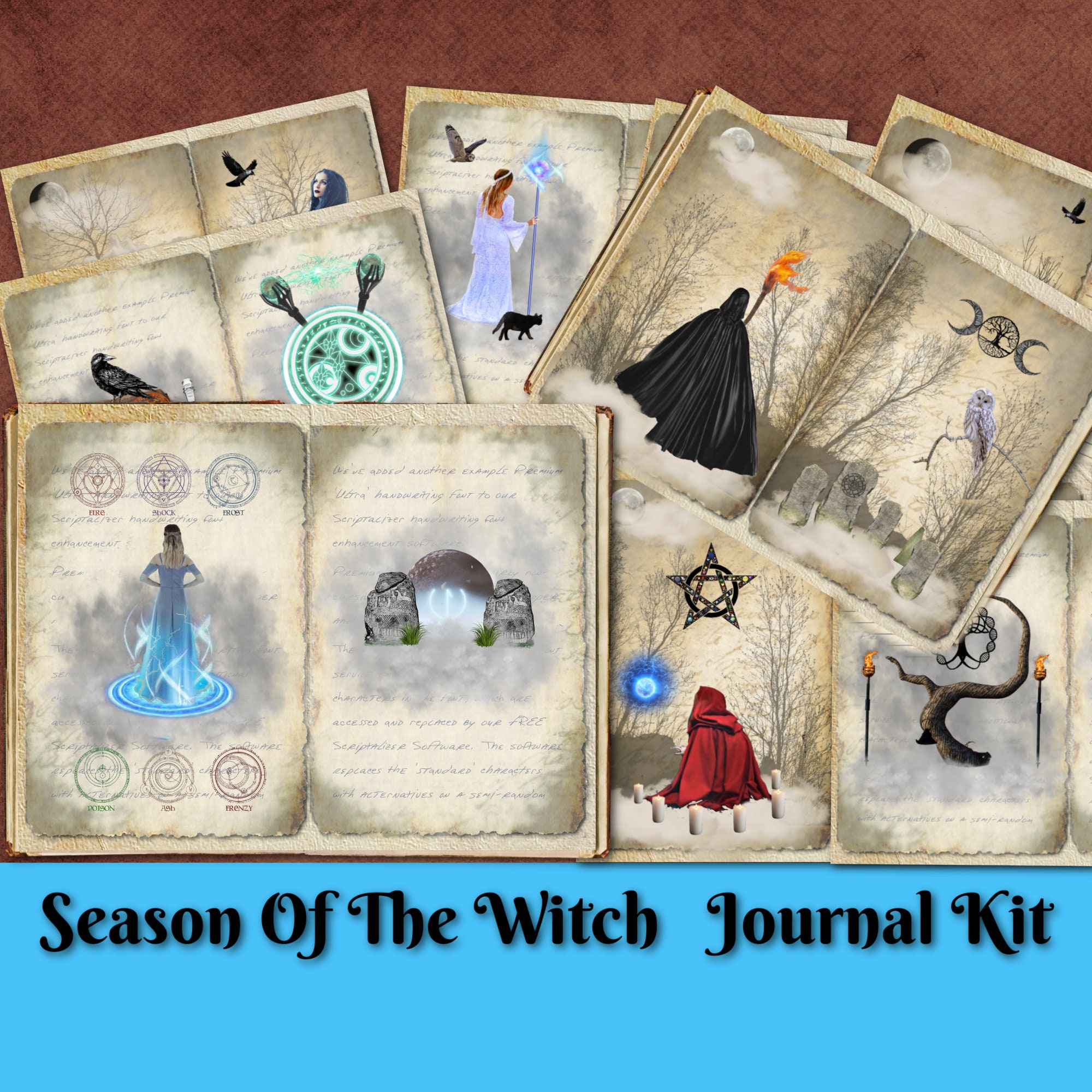 Magic Journal Pages Kit Printable Season of Witch Blank Wizard - Etsy
