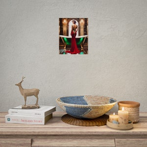 Red Gold Art Deco Gatsby Girl 1920s Style Powder Room Bathroom Poster ...