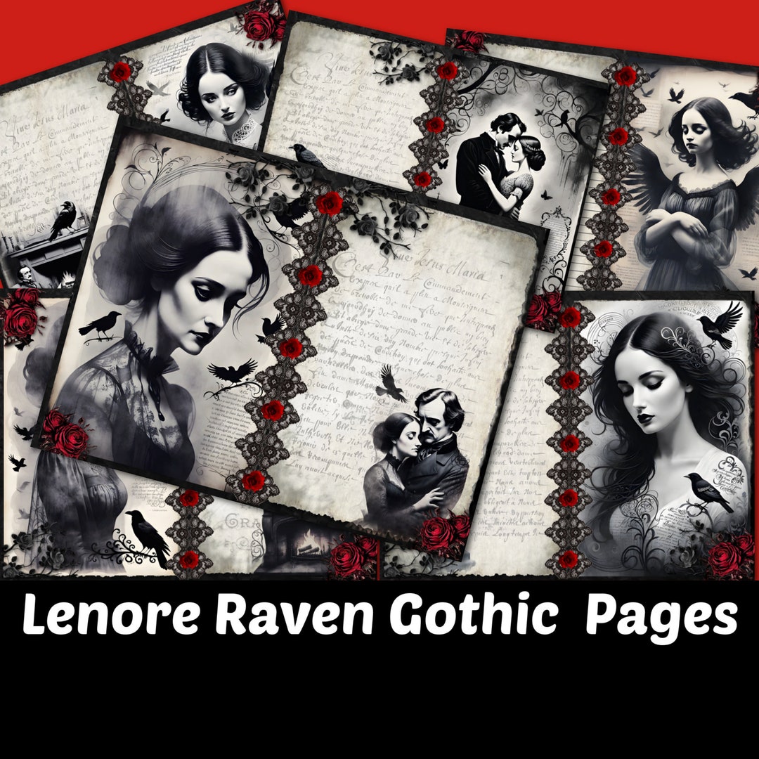 Junk Journal Pages Lenore the Raven Edgar Allan Poe Gothic Printable ...