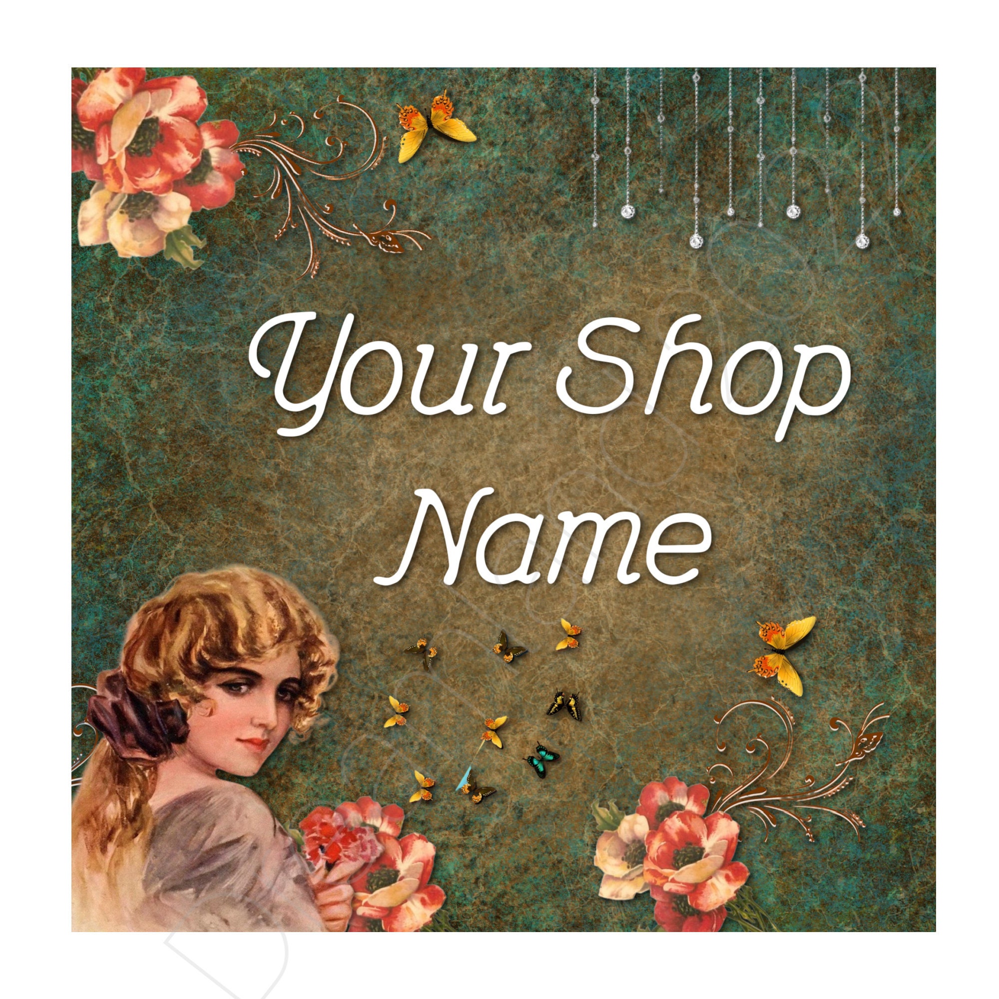Etsy Banner Shabby Cover Flapper DIY Icon Vintage Woman - Etsy
