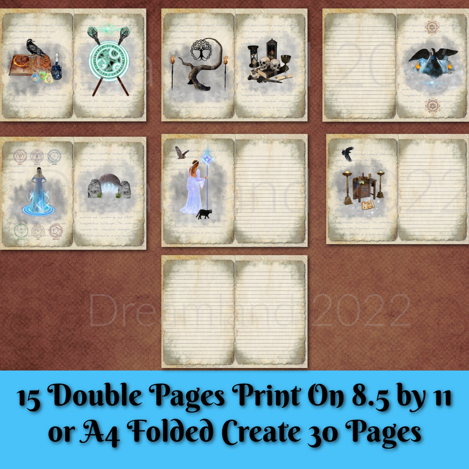 Magic Journal Pages Kit Printable Season of Witch Blank Wizard - Etsy