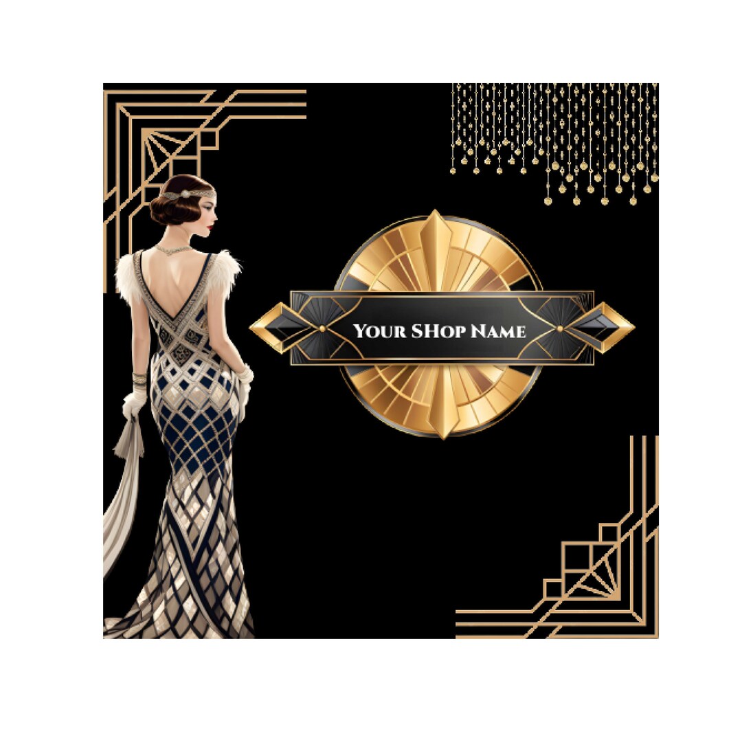 Art Deco Gatsby Etsy Branding Kit Old Hollywood Flapper Business Logo ...
