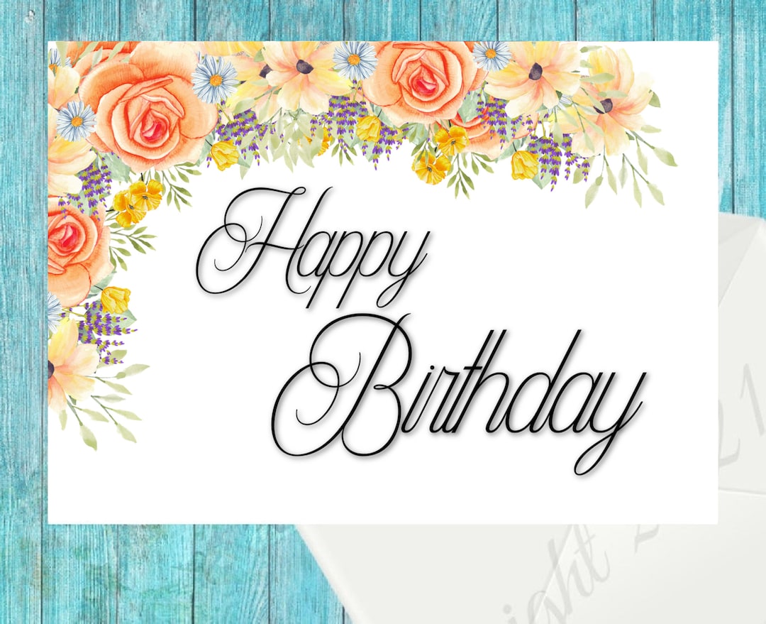 Happy Birthday Greeting Printable Card Instant Download - Etsy