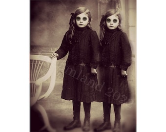 Creepy Photo Victorian Ghost Girl Vintage Printable Child Black Eyes ...