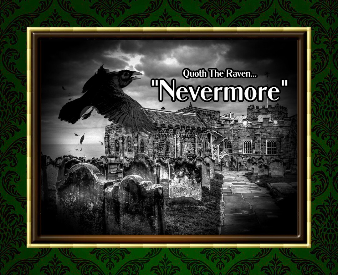 Wall Art Raven Printable Edgar Allan Poe Digital Print Gothic Halloween ...