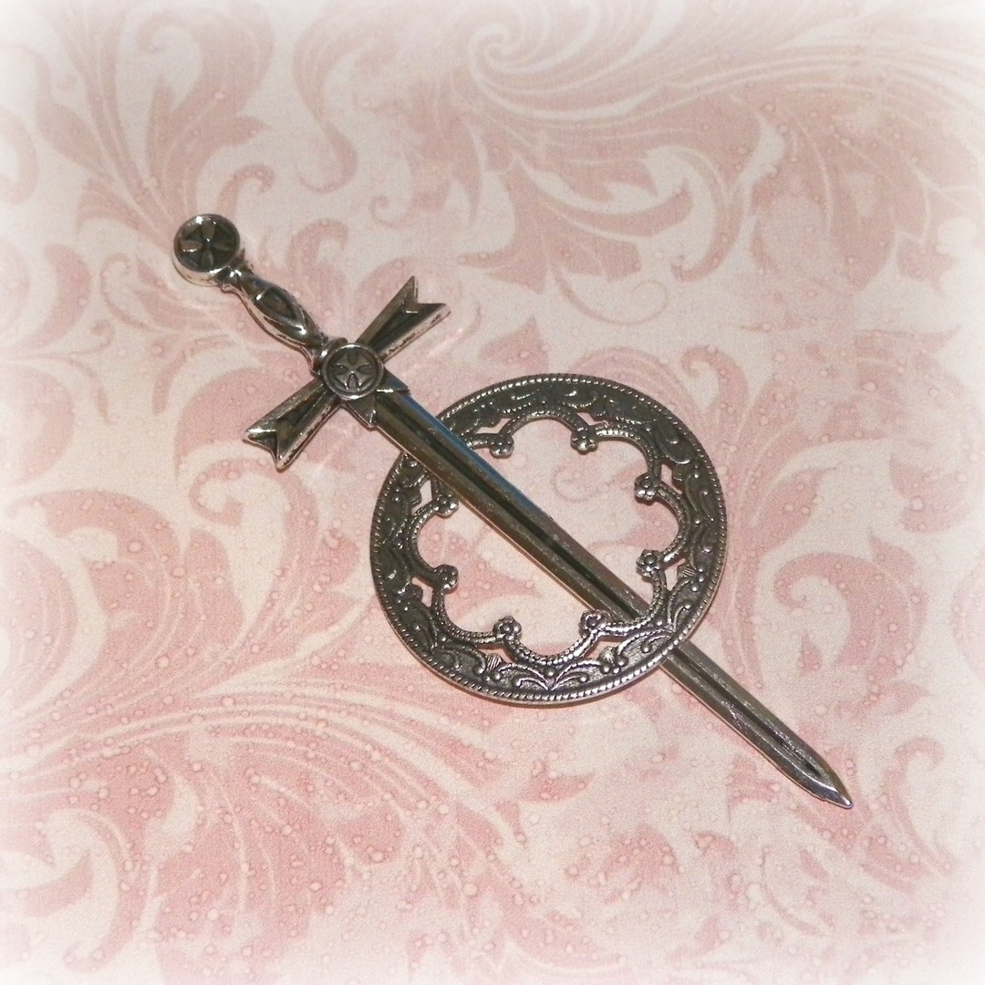 Celtic Shawl Pin Silver Sword Mimimalistic Brooch Viking - Etsy