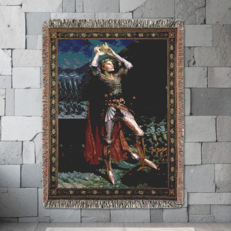 Medieval King Arthur Tapestry Woven Blanket Camelot Knight Charles ...