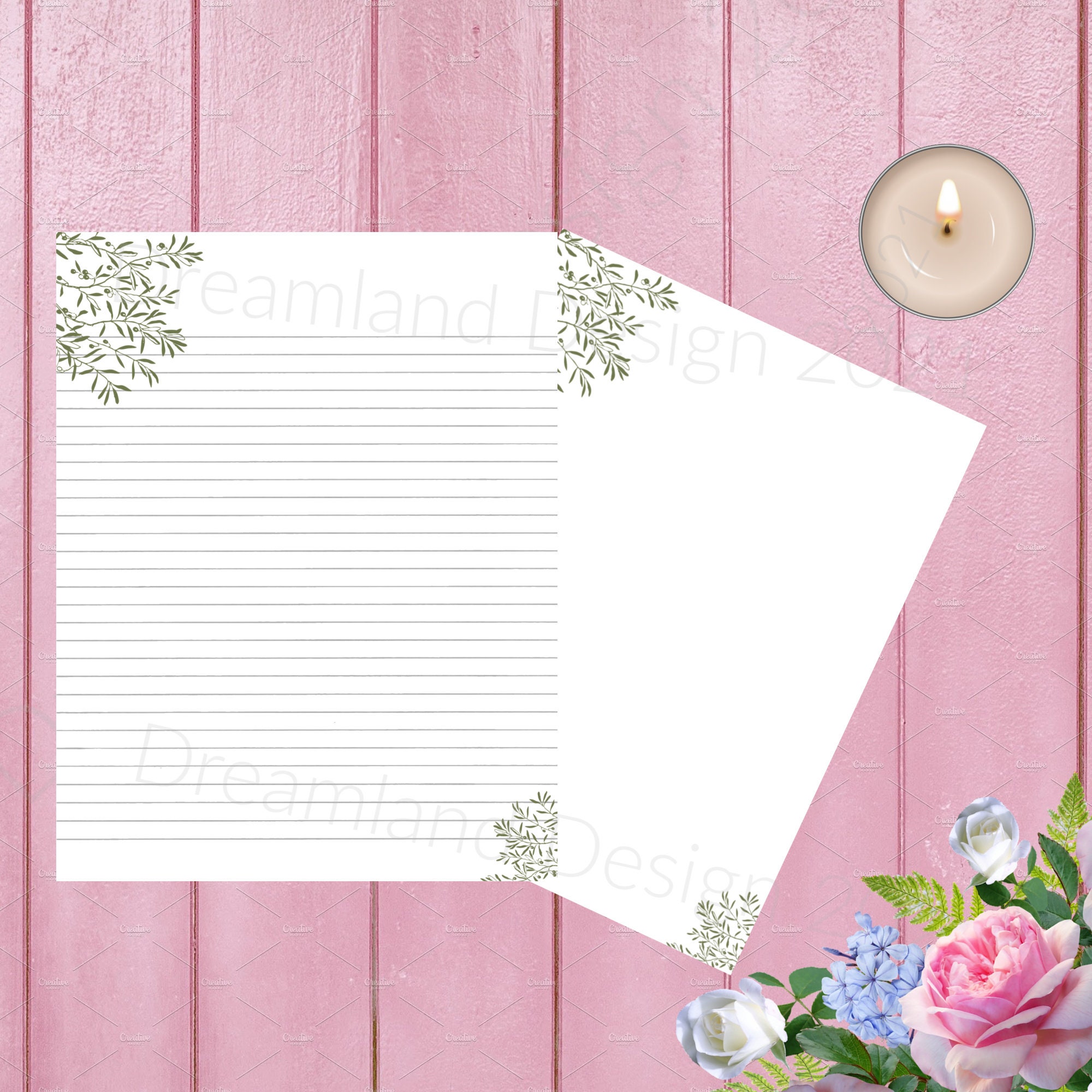 Printable Stationary Olive Branch Minimalist Paper Botanical | Etsy