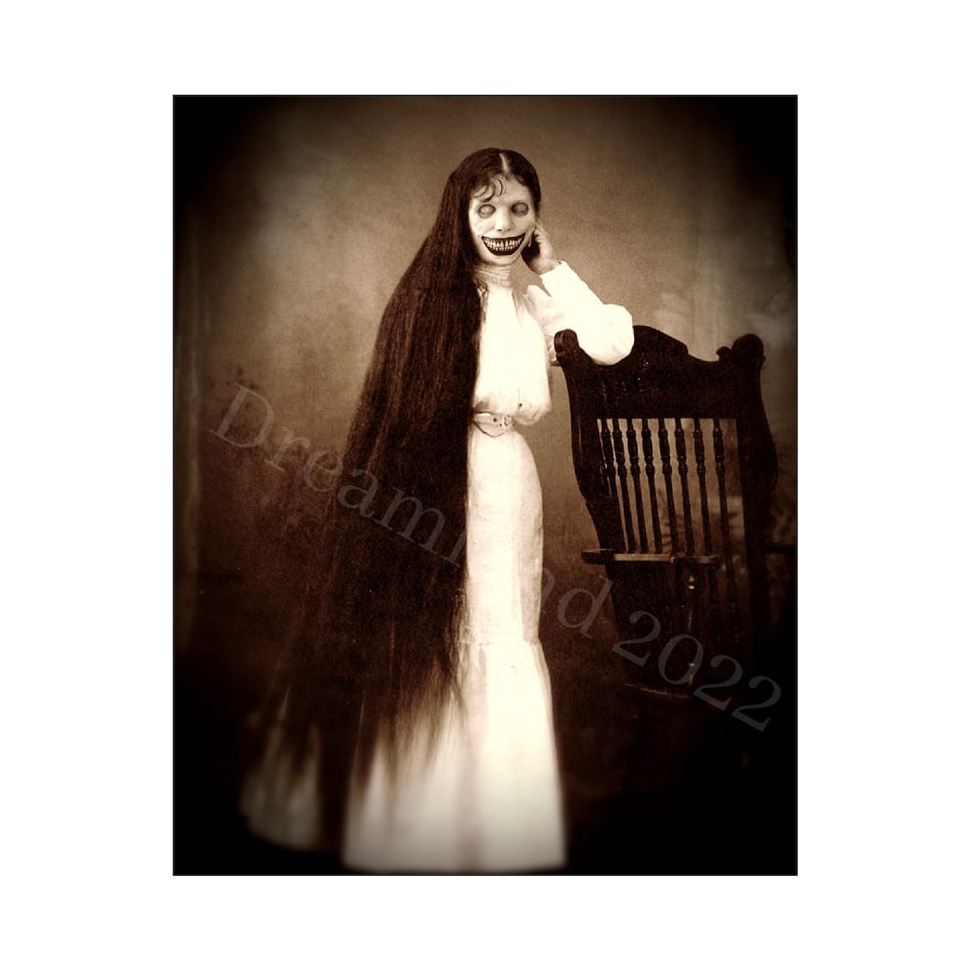Creepy Demon Portrait Vintage Girl Horror Printable Victorian Wall Art ...