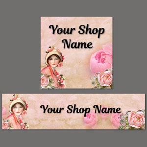 Flapper Shop Icon DIY Etsy Banner Cover Vintage Retro Blank - Etsy