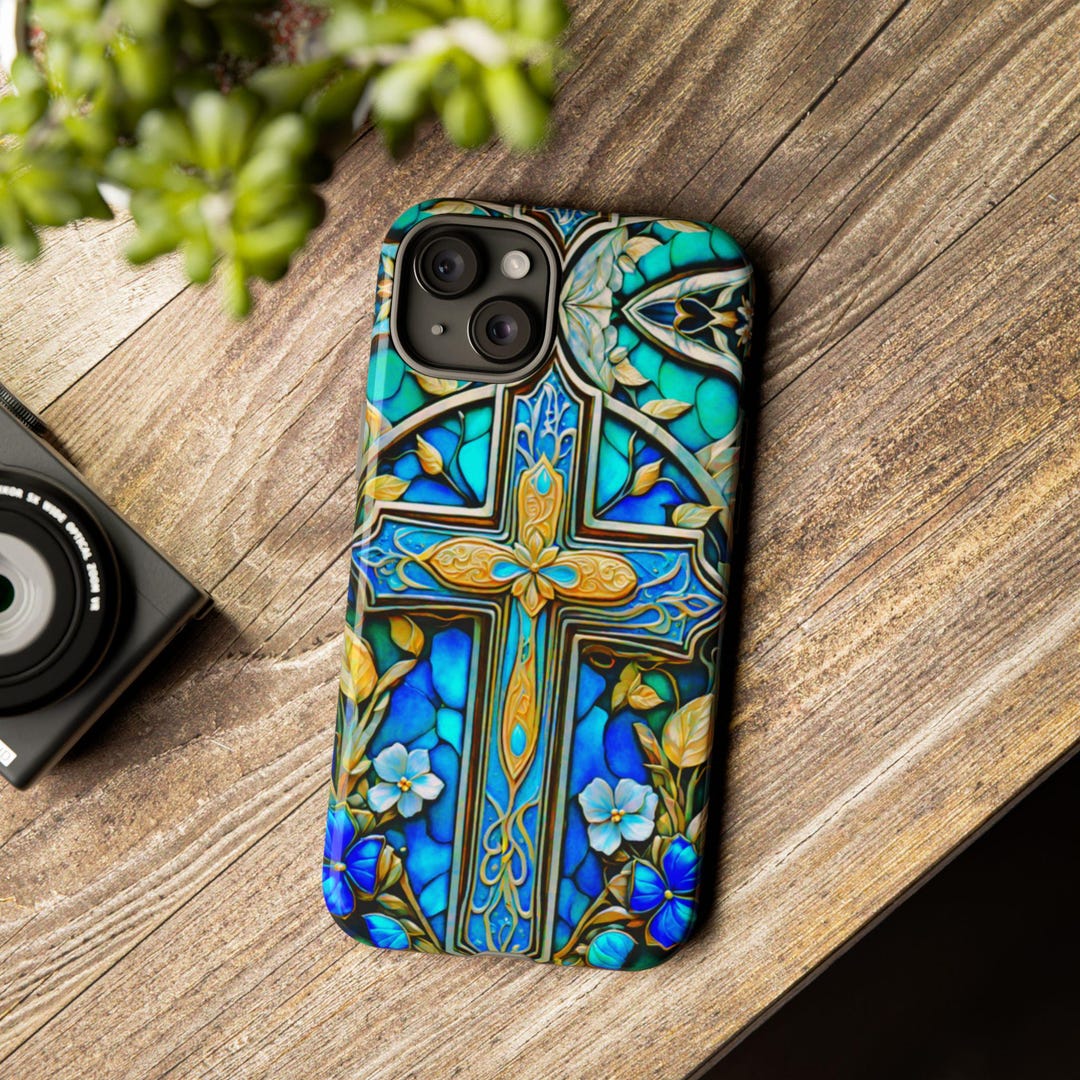Cross Phone Case Stained Glass Tough Phone Case Inspired iPhone 15 14 ...