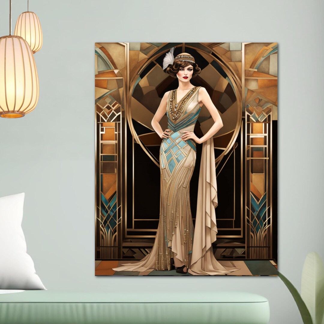 Art Deco Flapper Canvas Print Wall Art Showgirl Zeigfeld Gatsby Girl ...