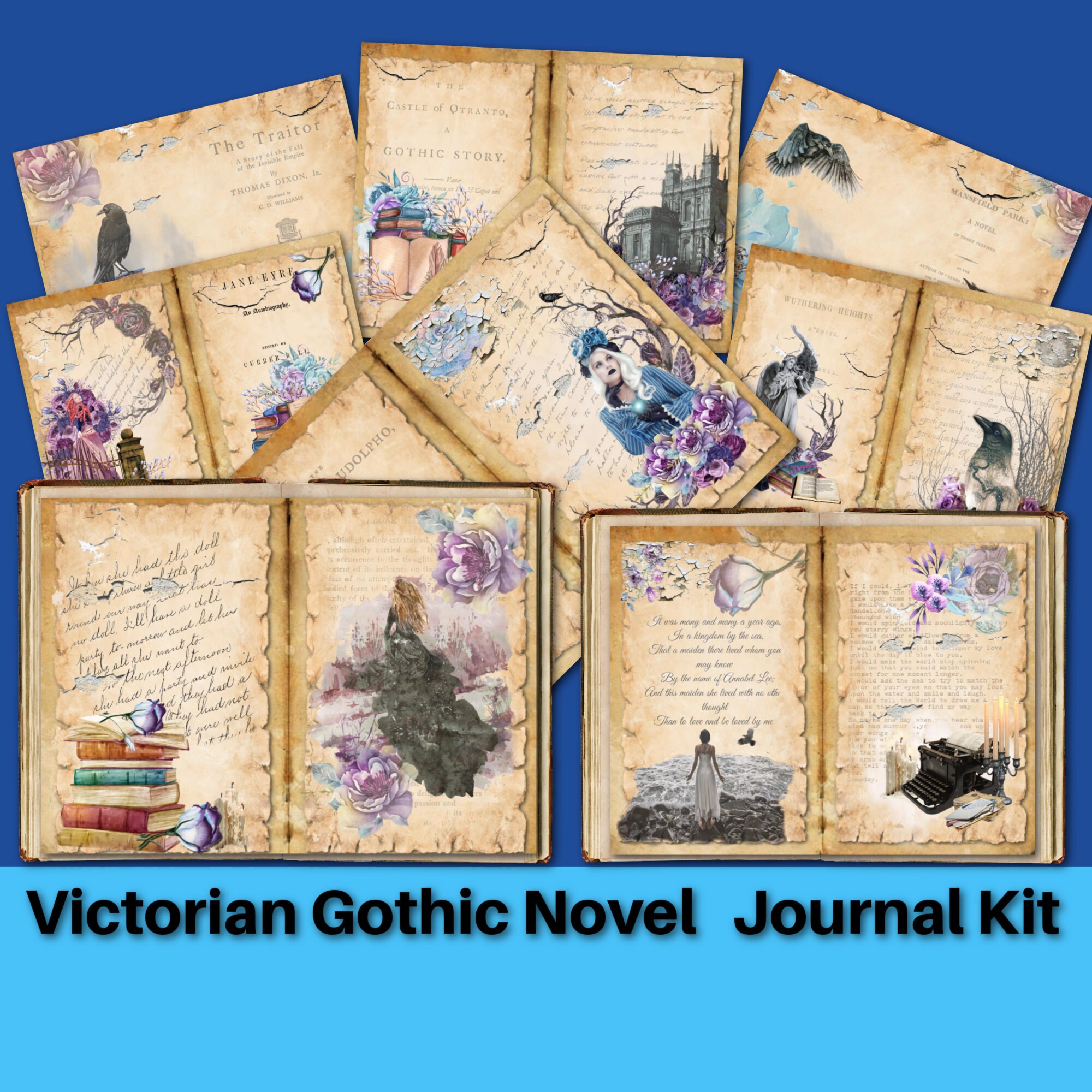 Printable Junk Journal Pages Kit Blank Gothic Victorian Novel - Etsy