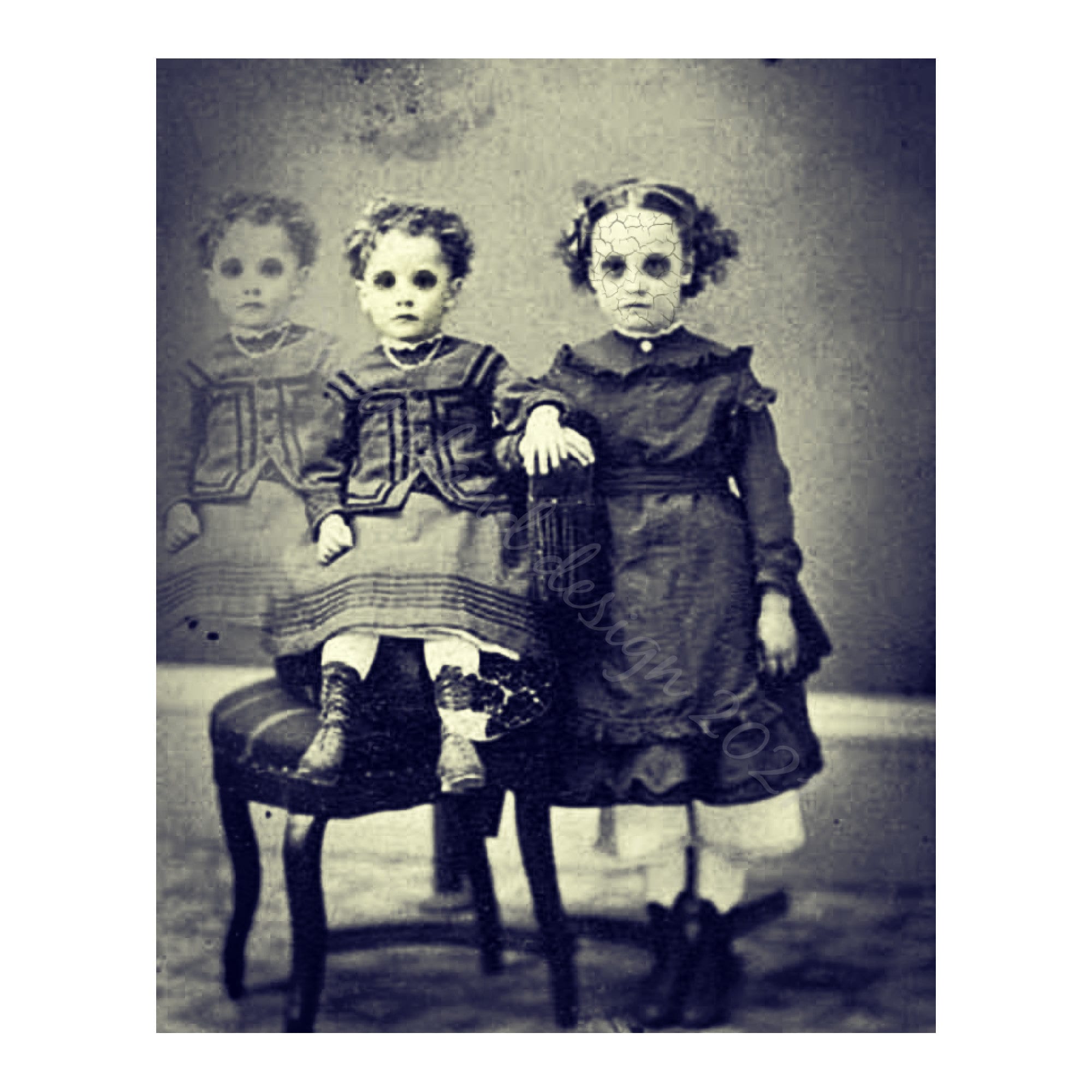 Gothic Children Black Eyed Photo Victorian Vintage Ghost Art | Etsy