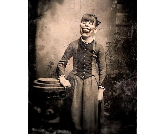 Creepy Vintage Demon Girl Portrait Horror Printable Old Photo | Etsy