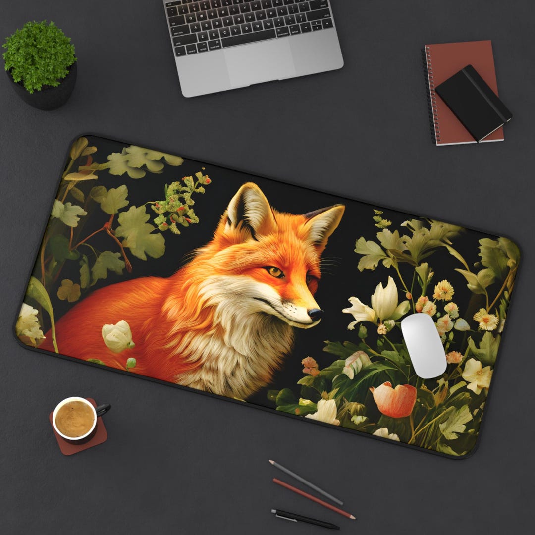 Red Fox Desk Mat Mousepad Cute Aesthetic Fox in Forest William Morris ...