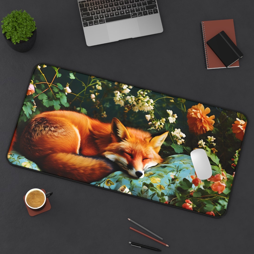 Fox Desk Mat Mousepad Cute Aesthetic Sleeping Fox in Forest William ...