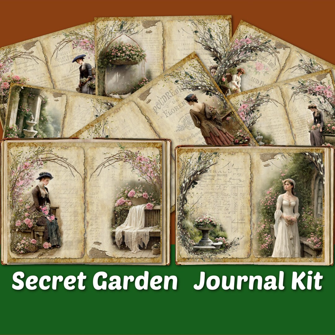 Secret Garden Junk Journal Printable Kit Victorian Lined Shabby Pages ...