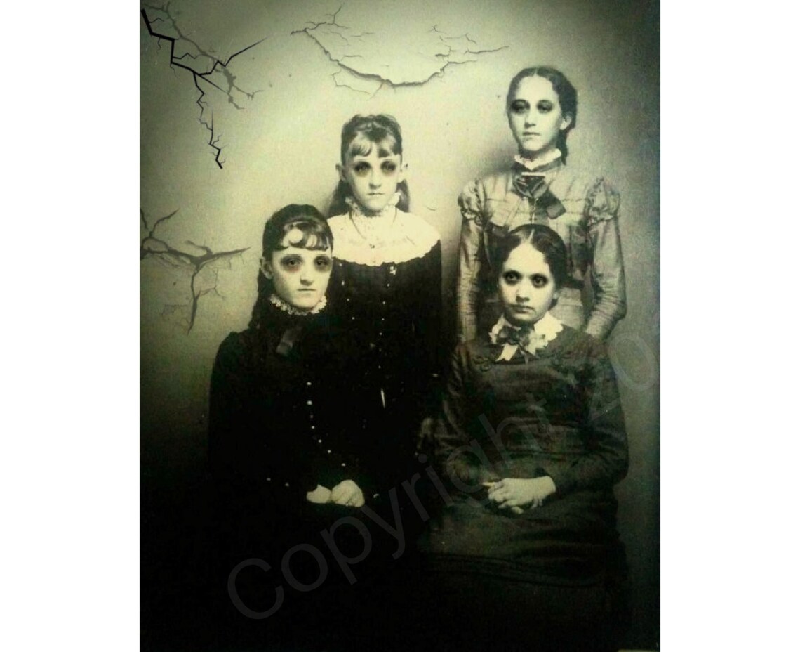 Ghost Photo Victorian Children Girls Sisters Vintage Printable Black ...