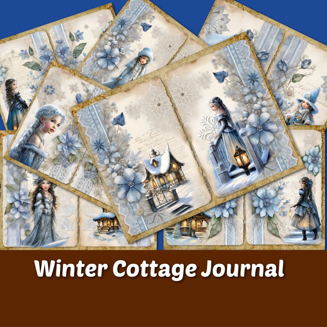 Winter Cottage Journal Pages Shabby Printable Journal Junk Kit Vintage ...