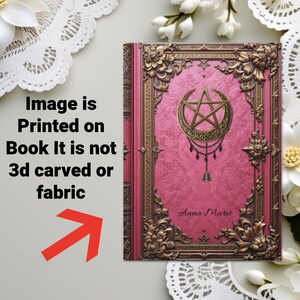 Pentagram Journal Pink Witchy Personalized Moon Phase Hardcover ...