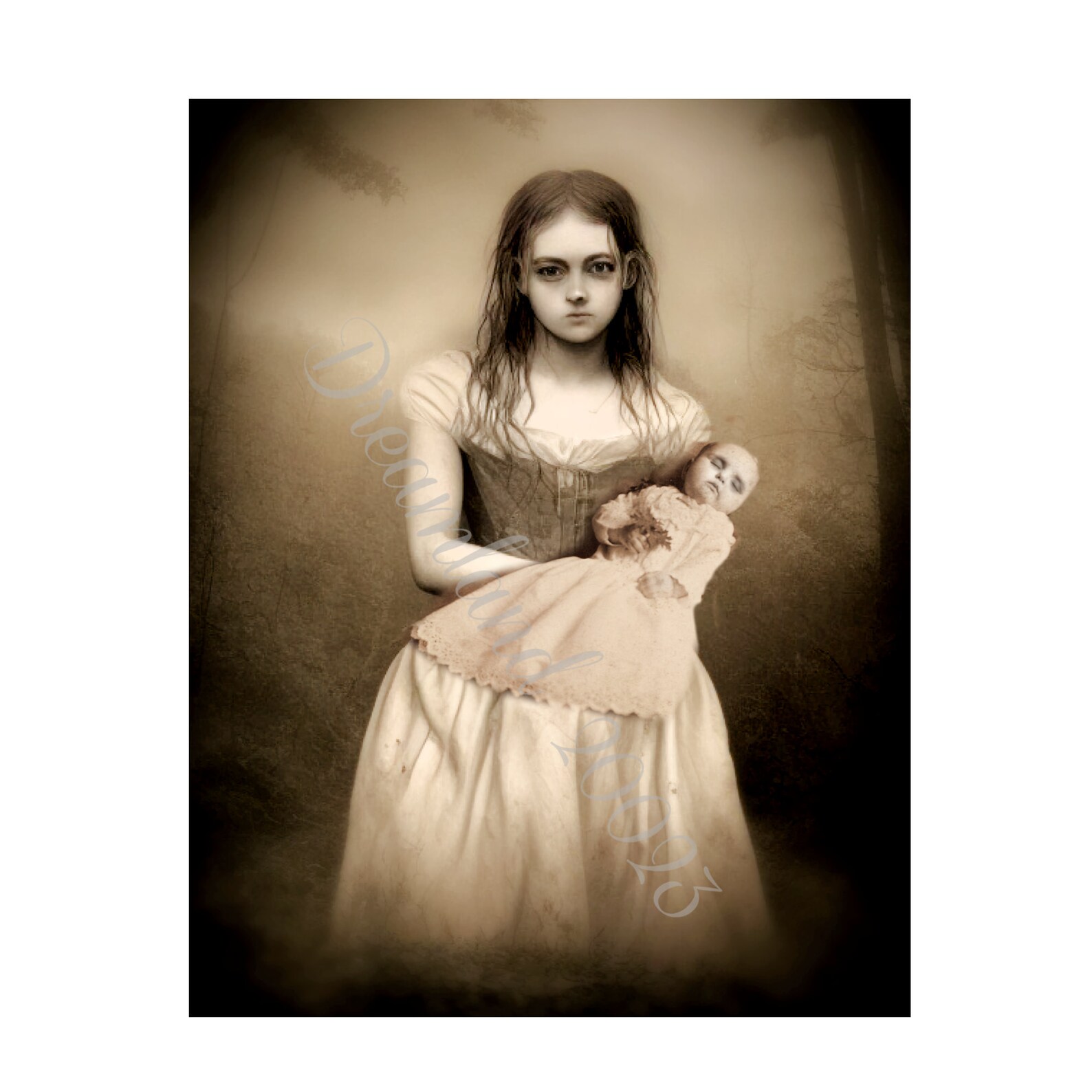 Printable Girl Photo Horror Portrait Vintage Doll Child Victorian Wall ...