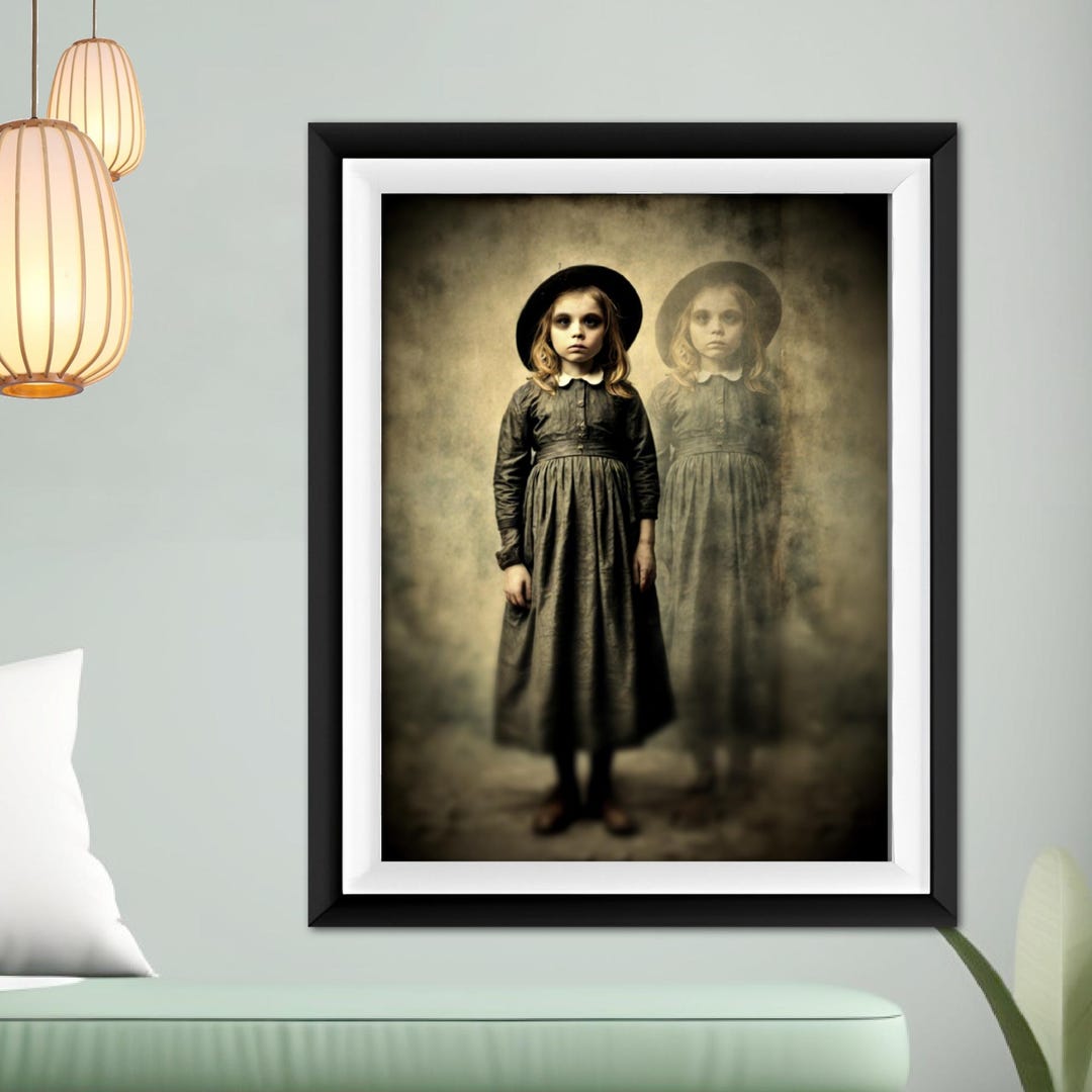 Ghost Twin Girls Wall Art Print Creepy Poster Ghost Girl Portrait ...