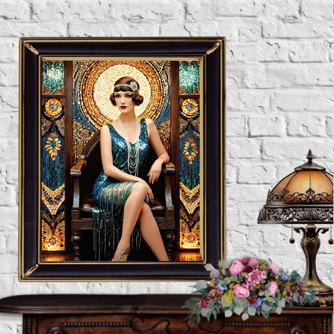 Art Deco Mosaic Print Flapper Wall Art Painting Print Gatsby Old ...