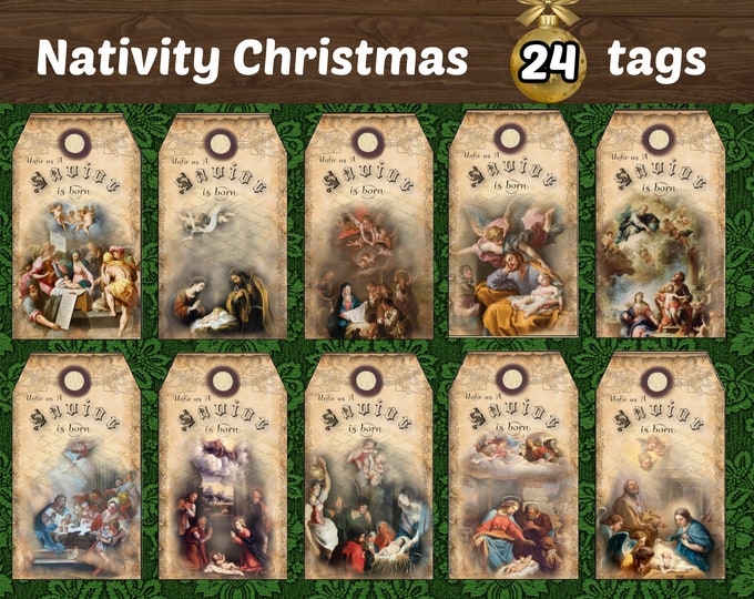 Nativity Christmas Tags Printable Gift Tags Holiday Religious Mary ...
