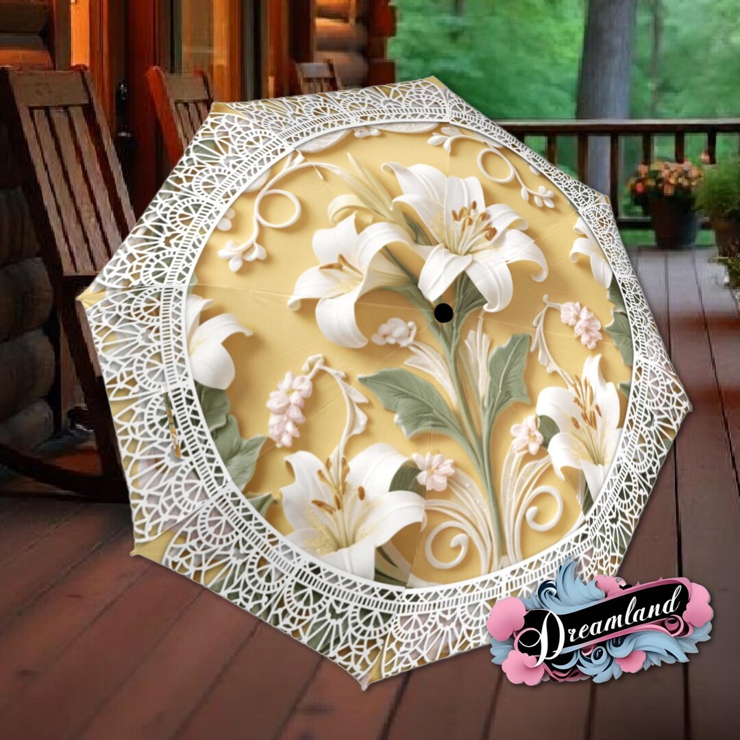 Yellow Spring Lily Flower Umbrella Art Nouveau Printed Flowers Floral ...