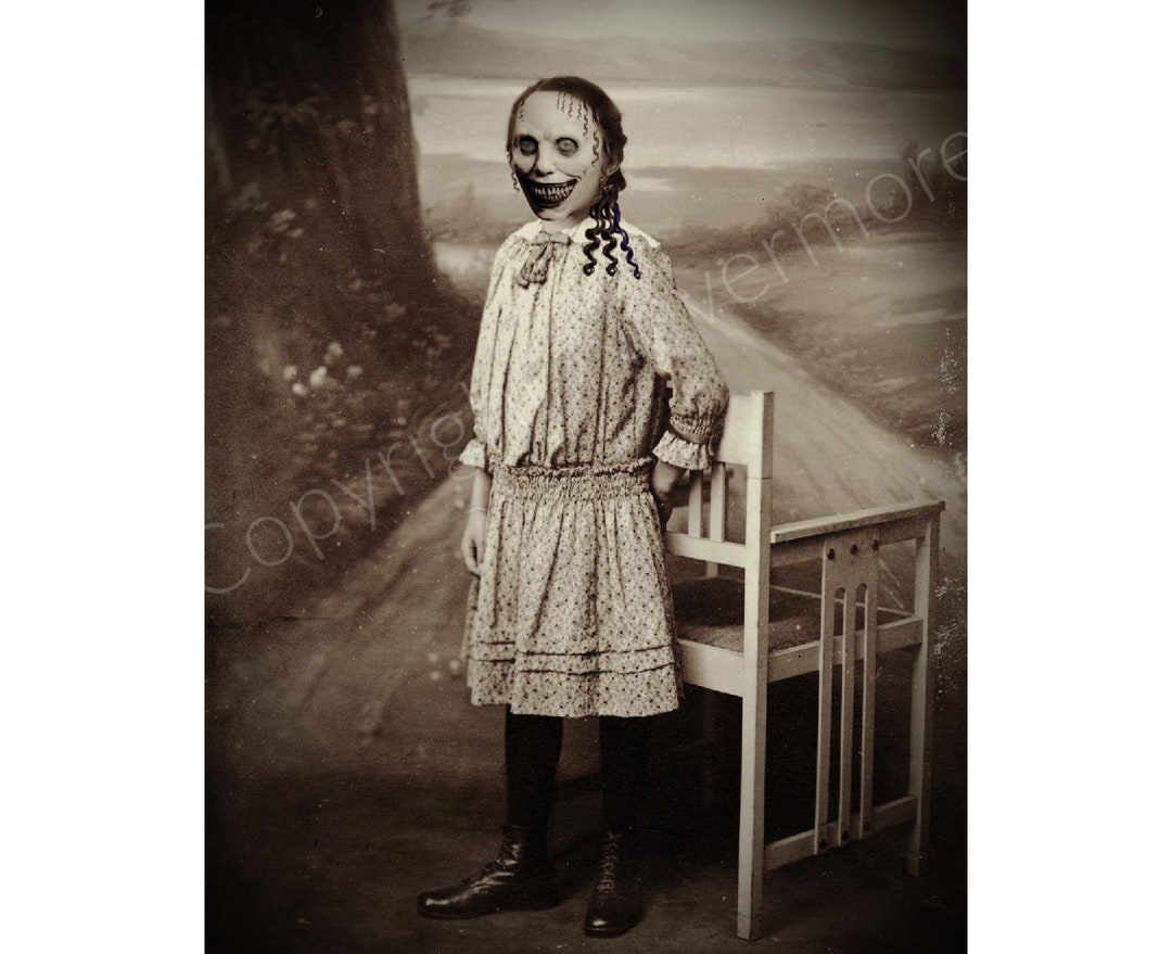 Demon Girl Portrait Vintage Horror Printable Photo Victorian Wall Art ...