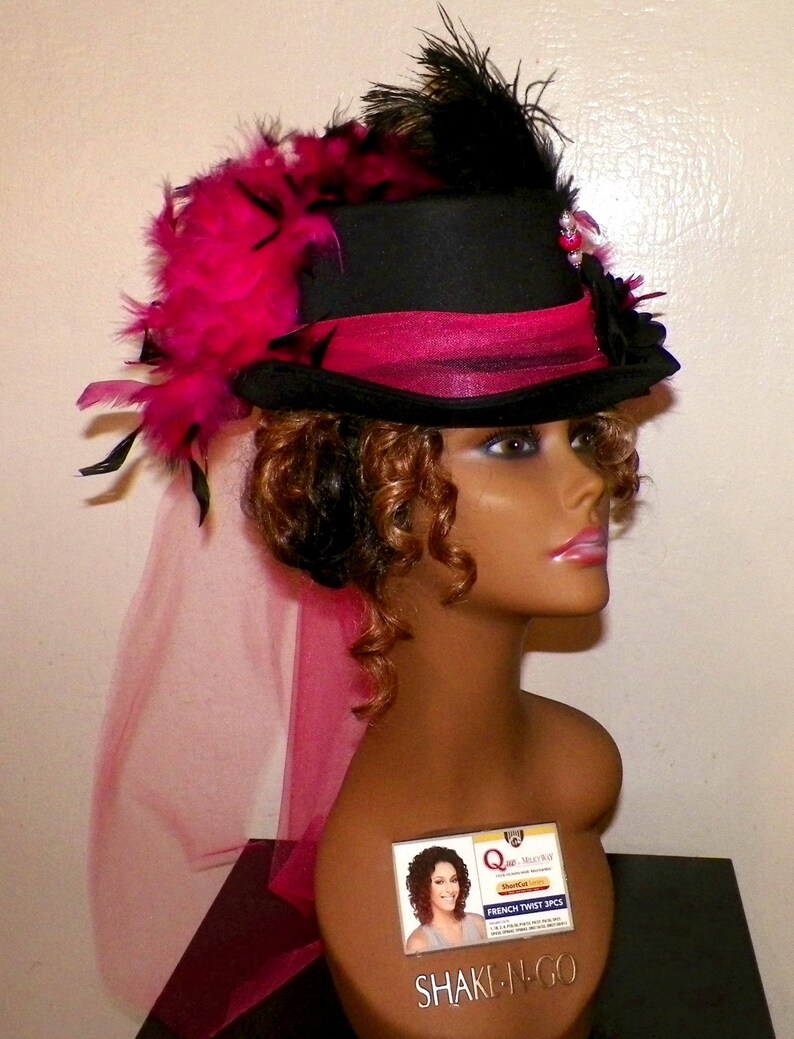 Black Top Hat Pink Steampunk Victorian Gothic Cosplay Womans | Etsy