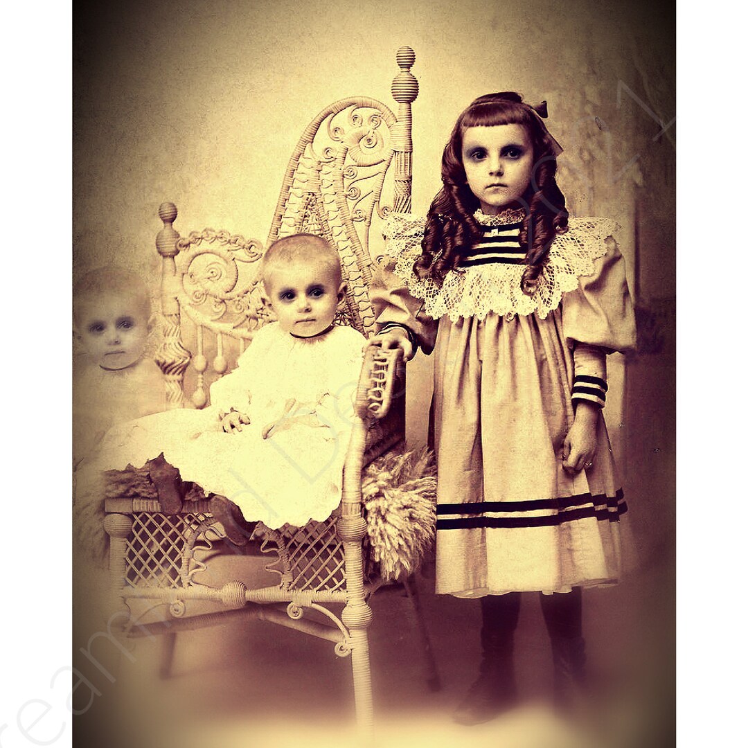 Victorian Sisters Ghost Photo Children Girl Vintage Printable Horror ...