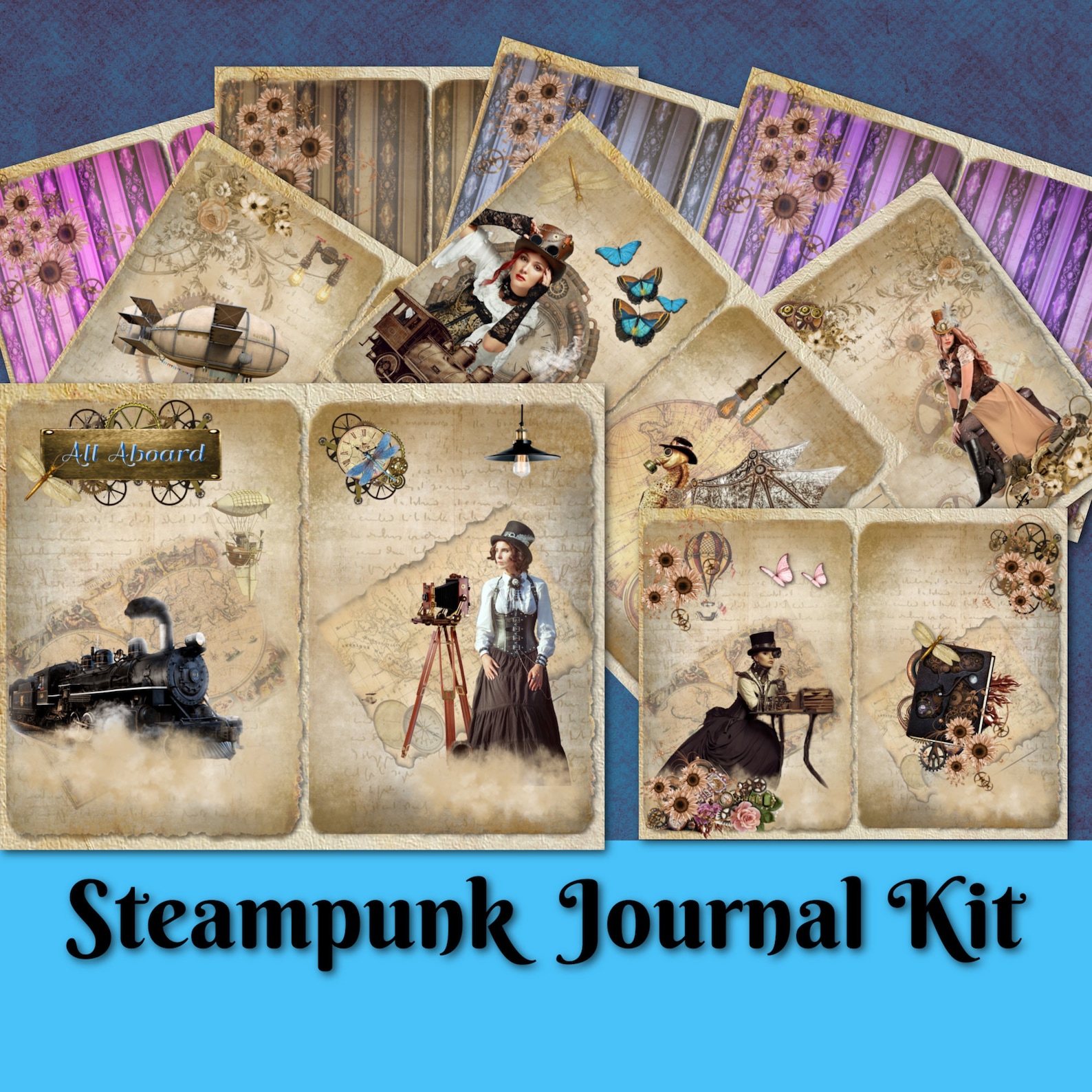 Steampunk Journal Pages Kit Printable Vintage Victorian Travel | Etsy