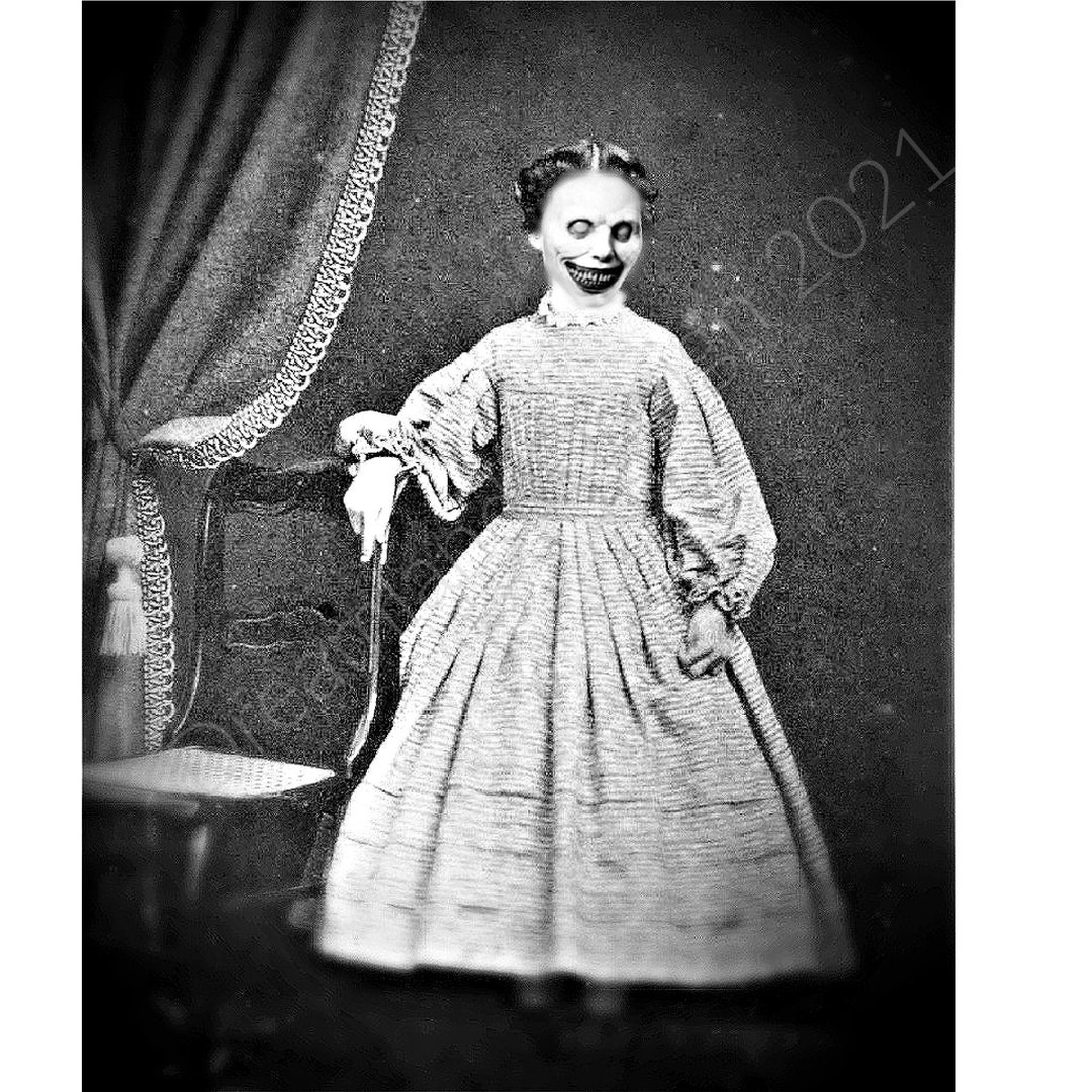 Vintage Demon Girl Portrait Horror Printable Photo Victorian Wall Art ...