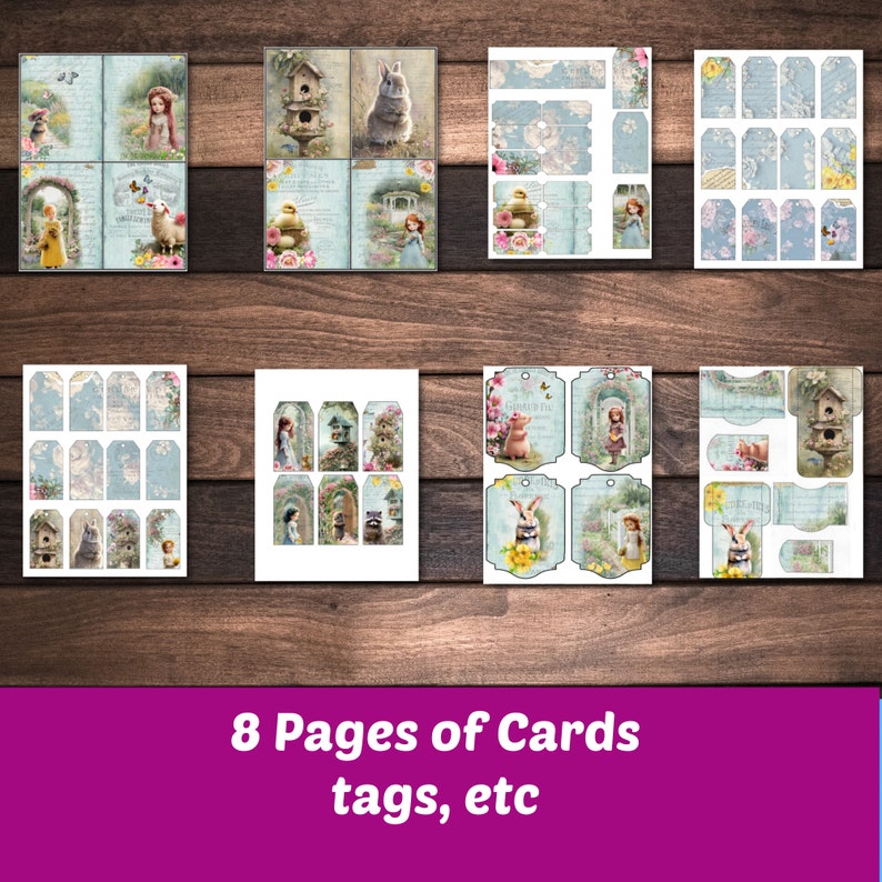 Printable Spring Meadow Journal Kit Pages Rabbit Birds Flowers - Etsy