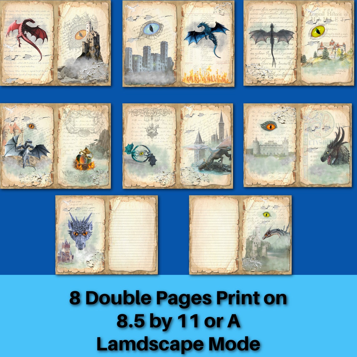 Printable Journal Pages Kit Eye of the Dragon Magical Blank - Etsy
