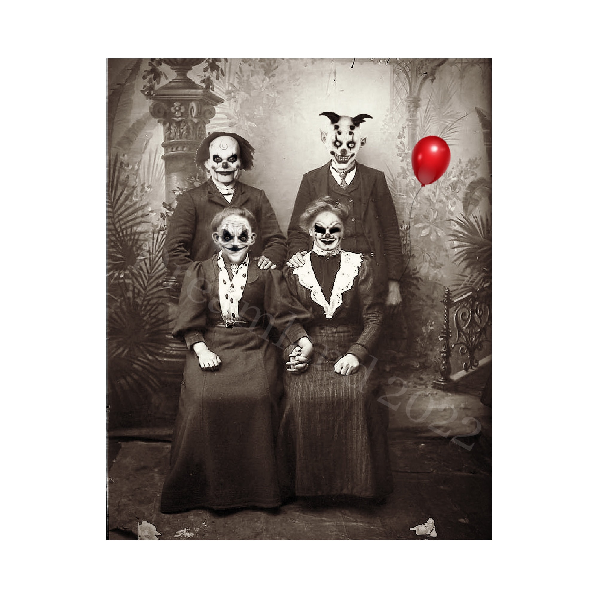 Clown Creepy Family Photo Haunted House Printable Horror Wall - Etsy Canada