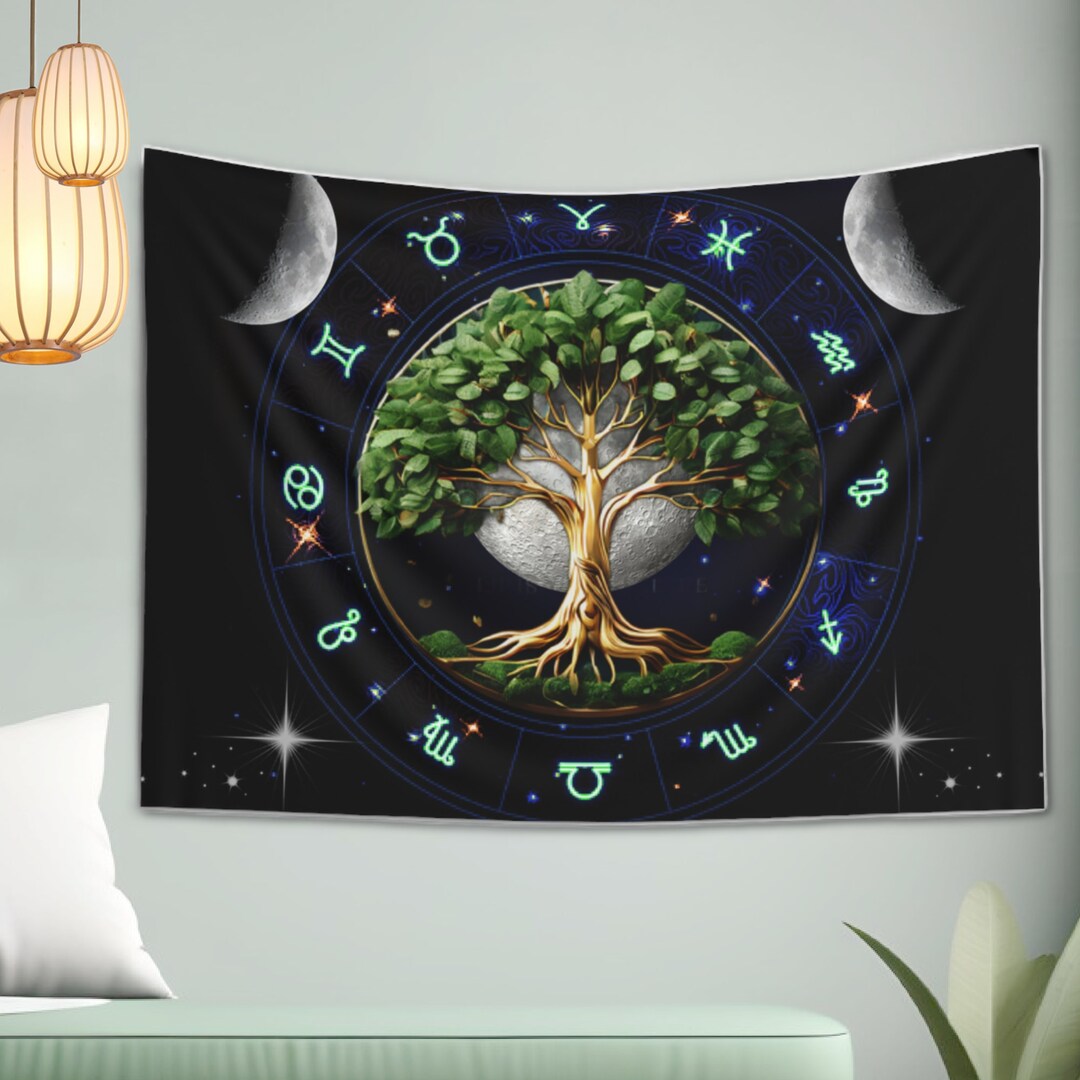 Witchy Tapestry Moon Stars Astrology Signs Zodiac Magical Indoor Wall ...