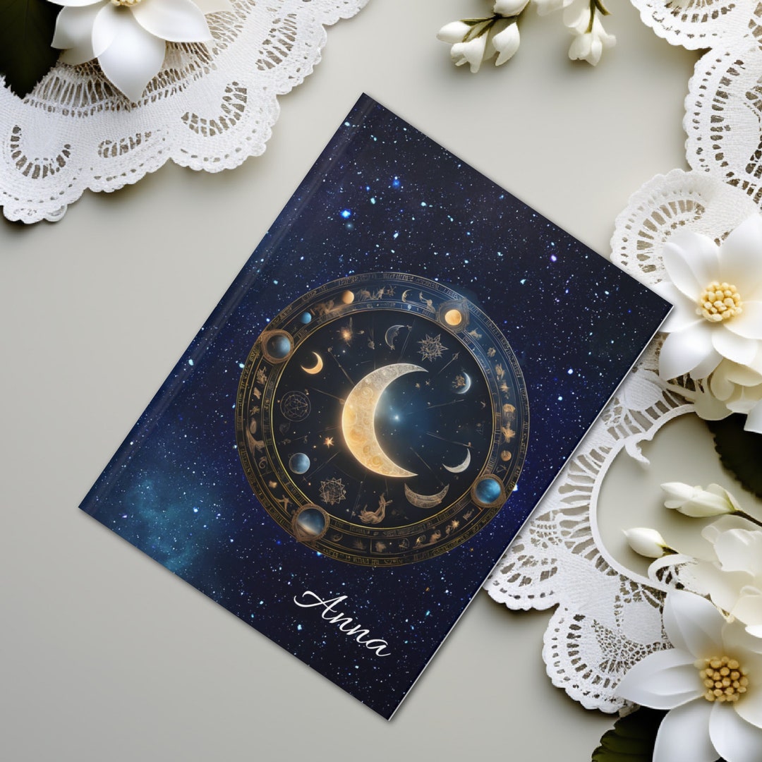Personalized Cresant Moon Journal Hardcover Book of Shadows ...