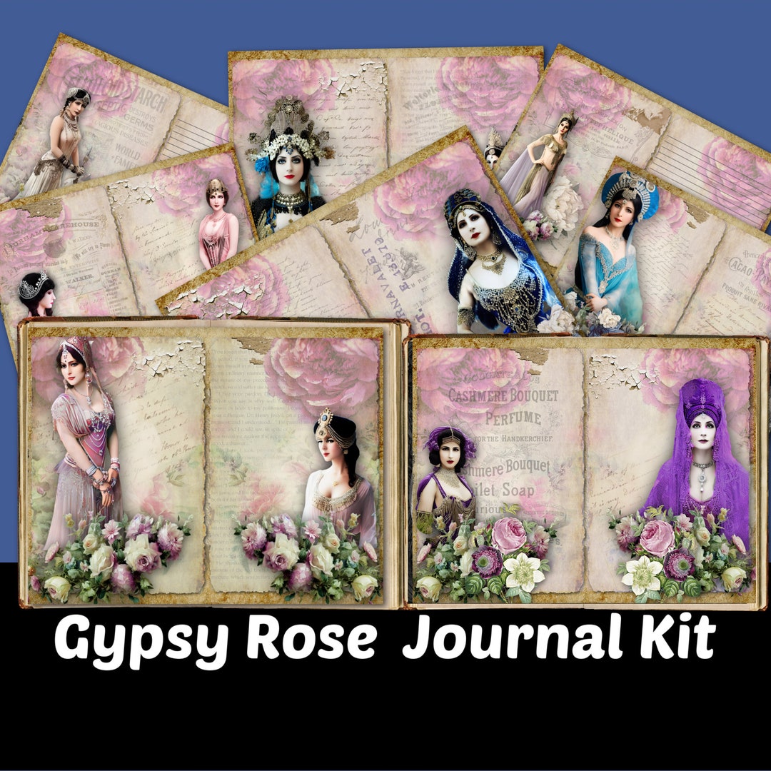 Printable Gypsy Rose Journal Kit Pages Boho Flowers Dance Junk Vintage ...