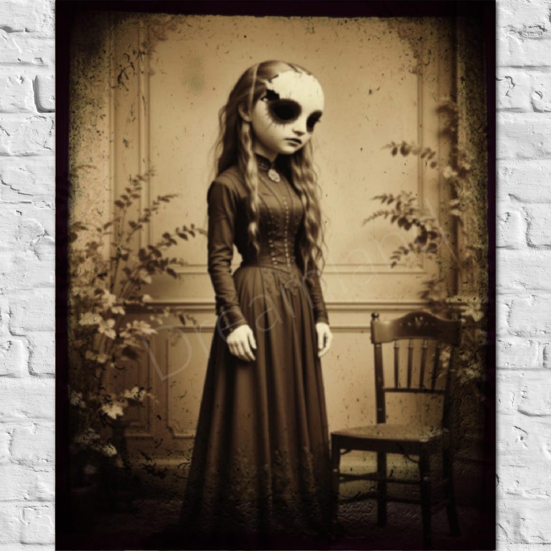 Creepy Girl Photo Bizarre Portrait Print Horror Victorian Halloween ...